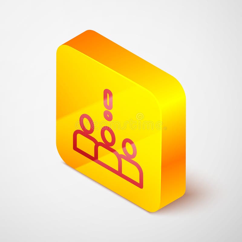 Isometric Line Crowd Protest Icon Isolated on Grey Background ...