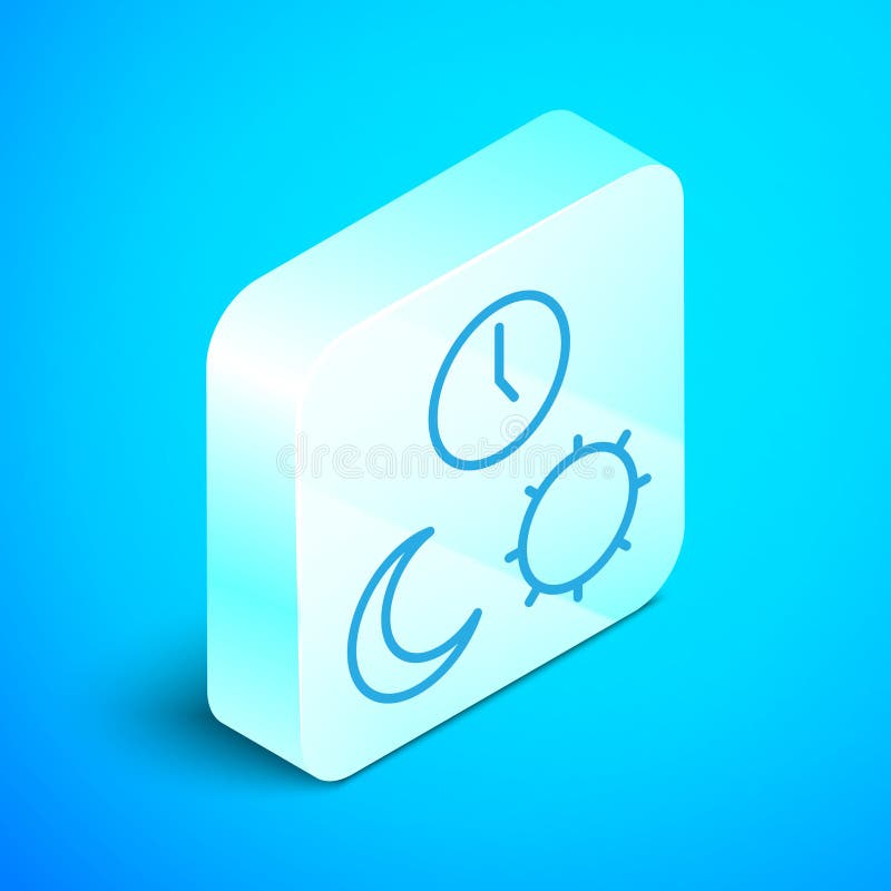 Isometric Line Day and Night with Time Icon Isolated on Blue Background ...