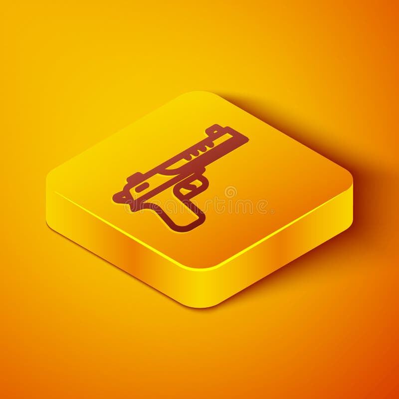 Isometric Line Desert Eagle Gun Icon Isolated On Orange Background ...