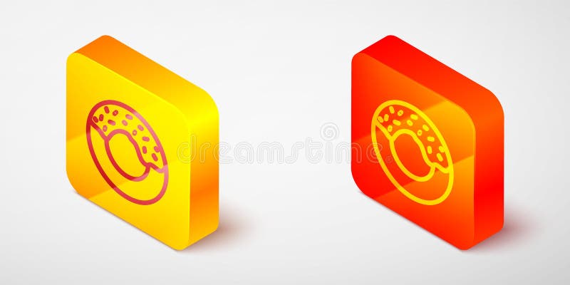Isometric Line Donut with Sweet Glaze Icon Isolated on Grey Background ...