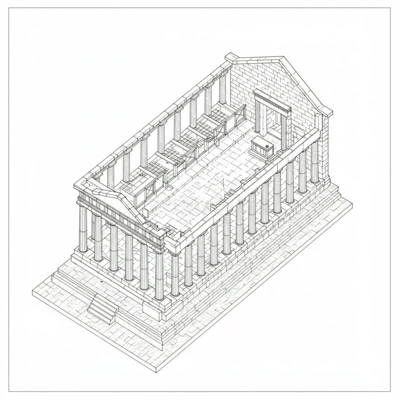 Greek Doric Temple Drawing Stock Illustrations – 385 Greek Doric Temple ...