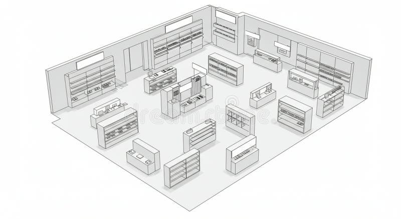 Retail Shelving Units Stock Illustrations – 486 Retail Shelving Units ...
