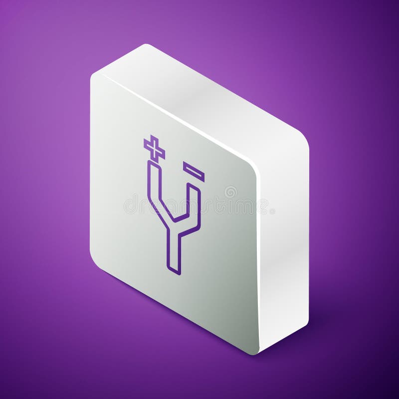 Isometric Line Electric Cable Icon Isolated on Purple Background ...