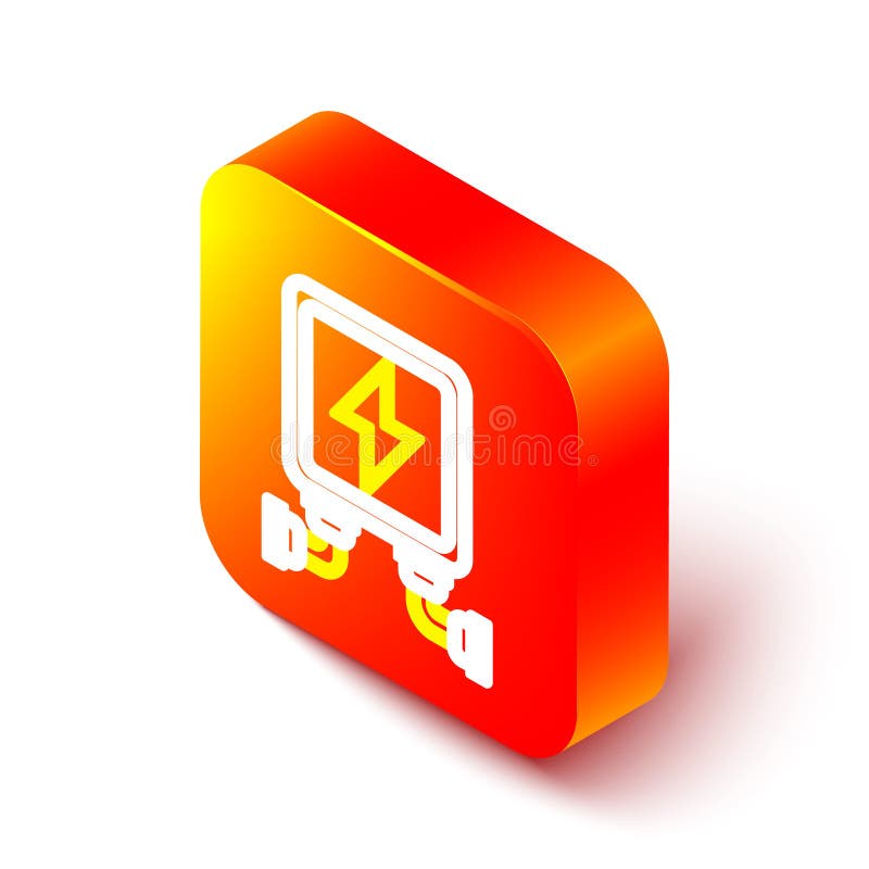 Isometric Line Electric Transformer Icon Isolated on White Background ...