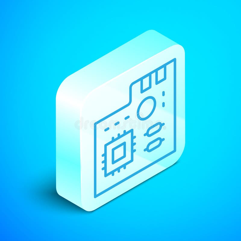Isometric Line Electronic Computer Components Motherboard Digital Chip ...