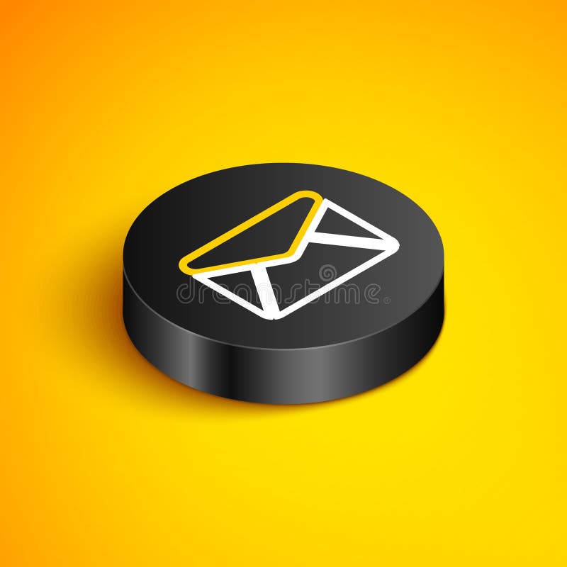 Isometric Line Envelope Icon Isolated on Yellow Background. Email ...
