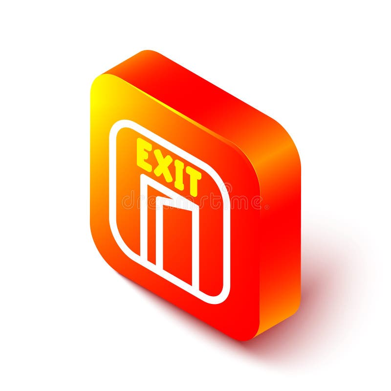 Isometric Line Fire Exit Icon Isolated on White Background. Fire ...