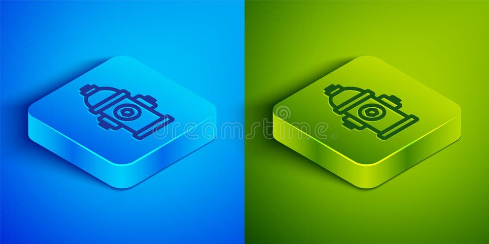 Isometric Line Fire Hydrant Icon Isolated on Blue and Green Background ...