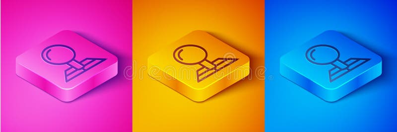 Isometric Line Folded Map with Location Marker Icon Isolated on Pink ...