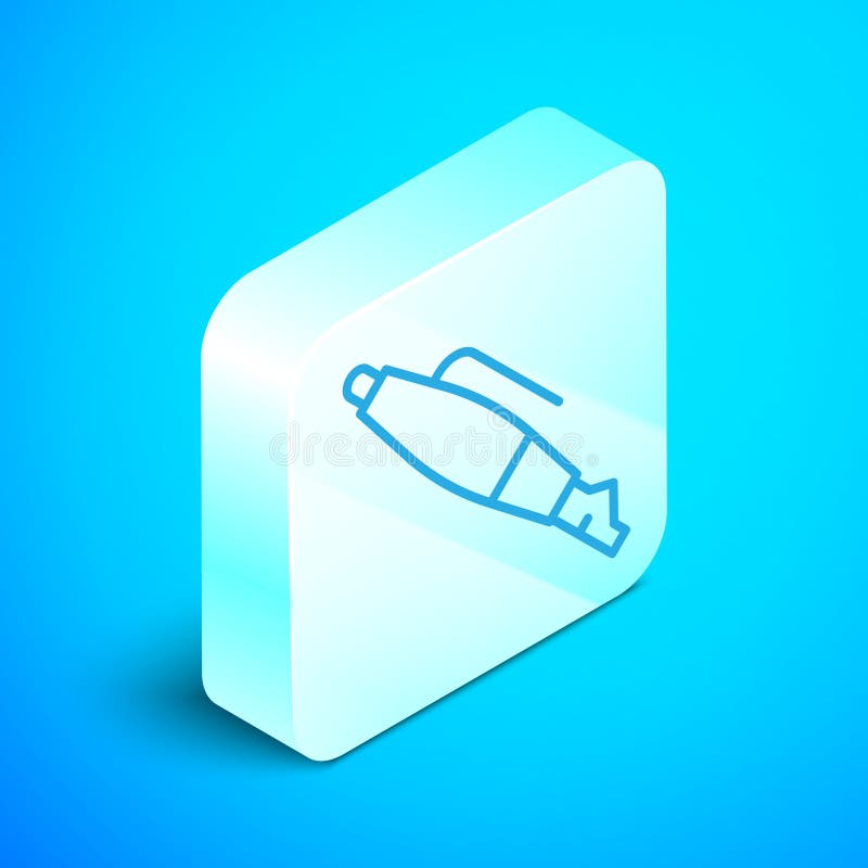 Isometric Line Fountain Pen Nib Icon Isolated on Blue Background. Pen ...