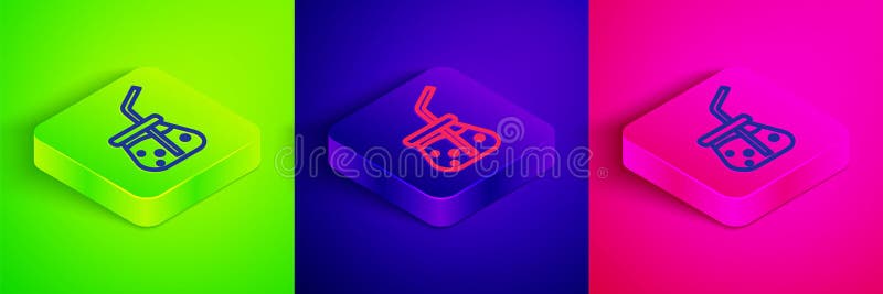 Isometric Line Fresh Smoothie Icon Isolated on Green, Blue and Pink ...