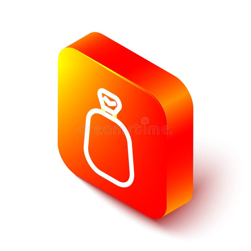 Isometric Line Full Sack Icon Isolated on White Background. Orange ...
