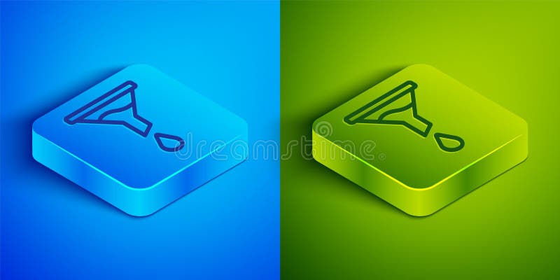 Isometric Line Funnel or Filter Icon Isolated on Blue and Green ...