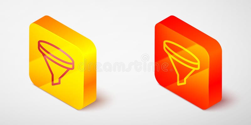 Isometric Line Funnel or Filter Icon Isolated on Grey Background ...