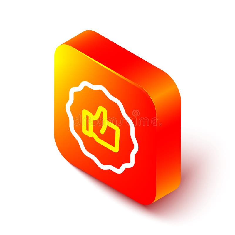Isometric Line Hand Thumb Up Icon Isolated on White Background. Orange ...