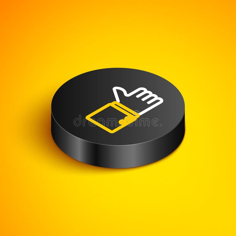 Isometric Line Hand Thumb Up Icon Isolated on Yellow Background. Black ...