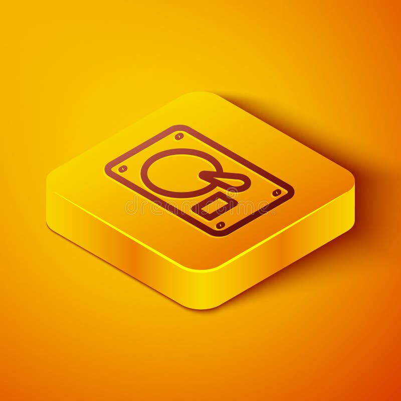 Isometric Line Hard Disk Drive HDD Icon Isolated on Orange Background ...