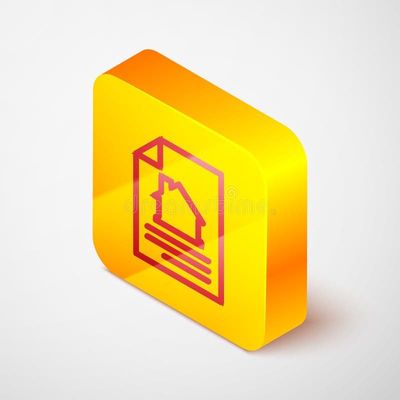 Isometric Line House Contract Icon Isolated on Grey Background ...