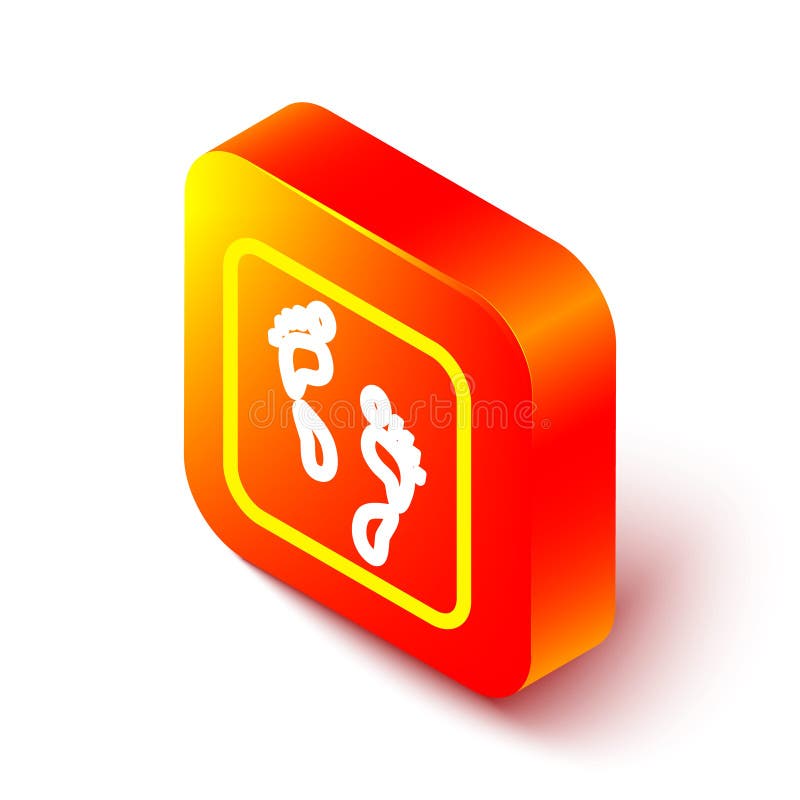 Isometric Line Human Footprint Icon Isolated on White Background. Trace ...