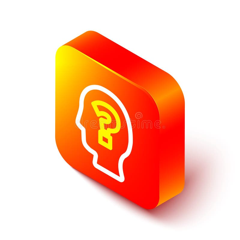 Isometric Line Human Head with Question Mark Icon Isolated on White ...