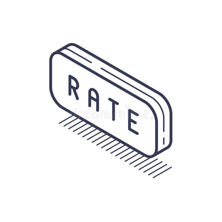 Isometric Line Icon Representing a Rating Button with Clear Text for ...