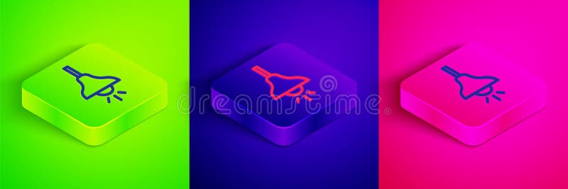 Isometric Line Lamp Hanging Icon Isolated on Green, Blue and Pink ...