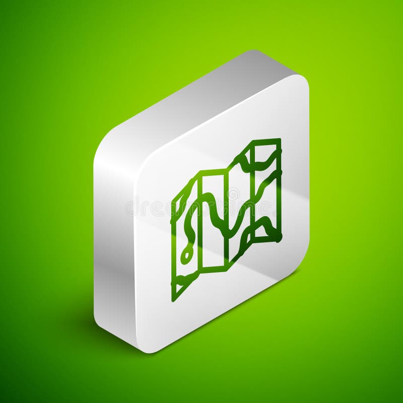 Isometric Line Location of the Forest on a Map Icon Isolated on Green ...