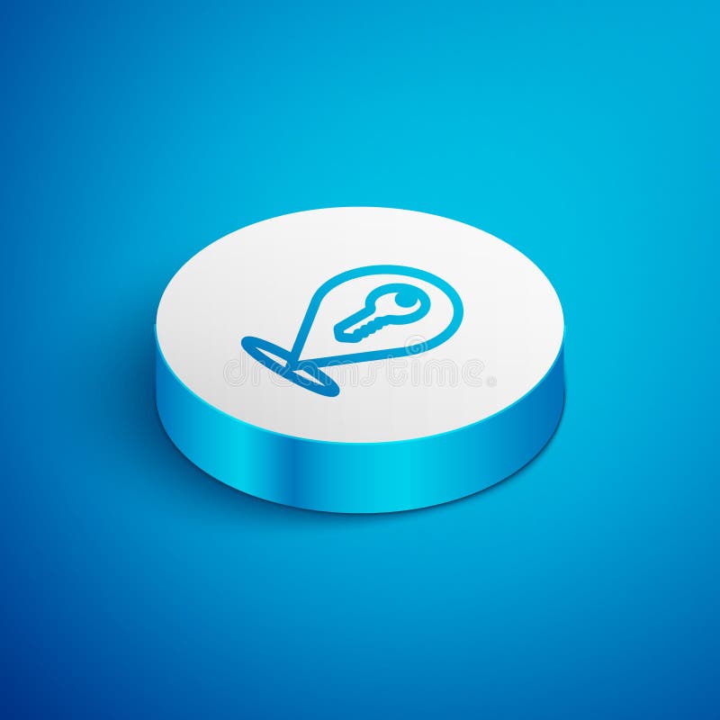 Isometric Line Location Key Icon Isolated on Blue Background. the ...
