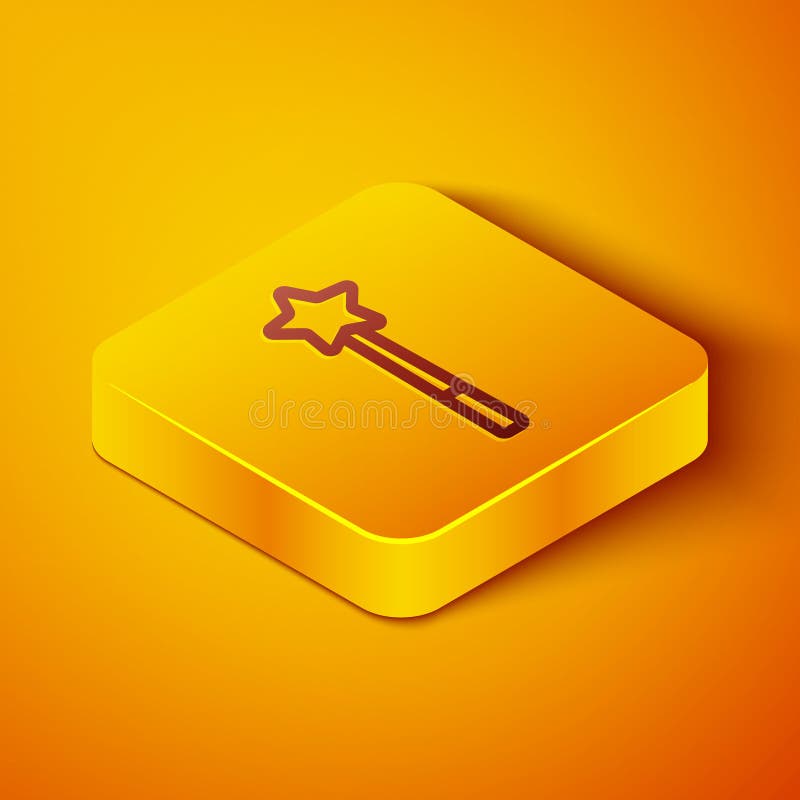 Isometric Line Magic Wand Icon Isolated on Orange Background. Star ...