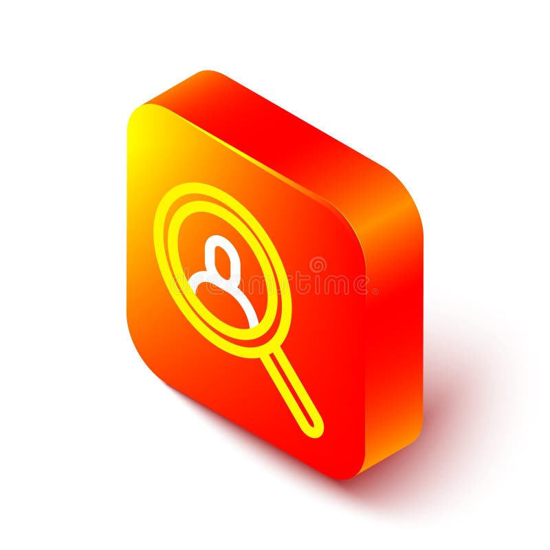 Isometric Line Magnifying Glass For Search A People Icon Isolated On