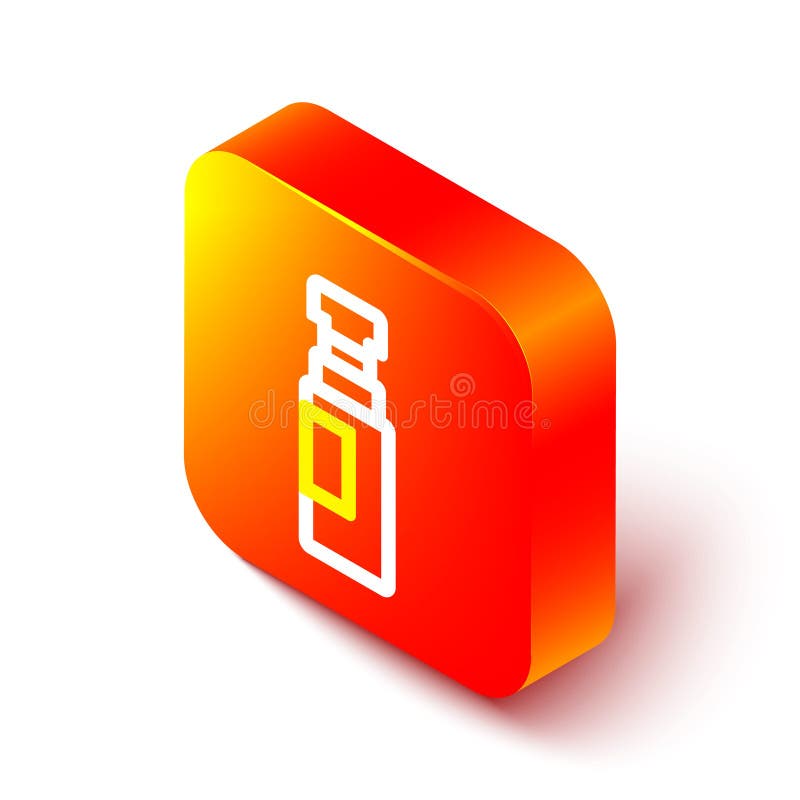 Isometric Line Marker Pen Icon Isolated on White Background. Orange ...