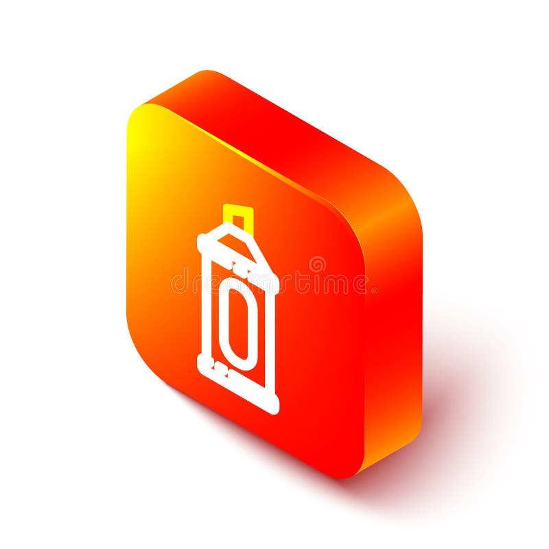 Isometric Line Marker Pen Icon Isolated on White Background. Orange ...