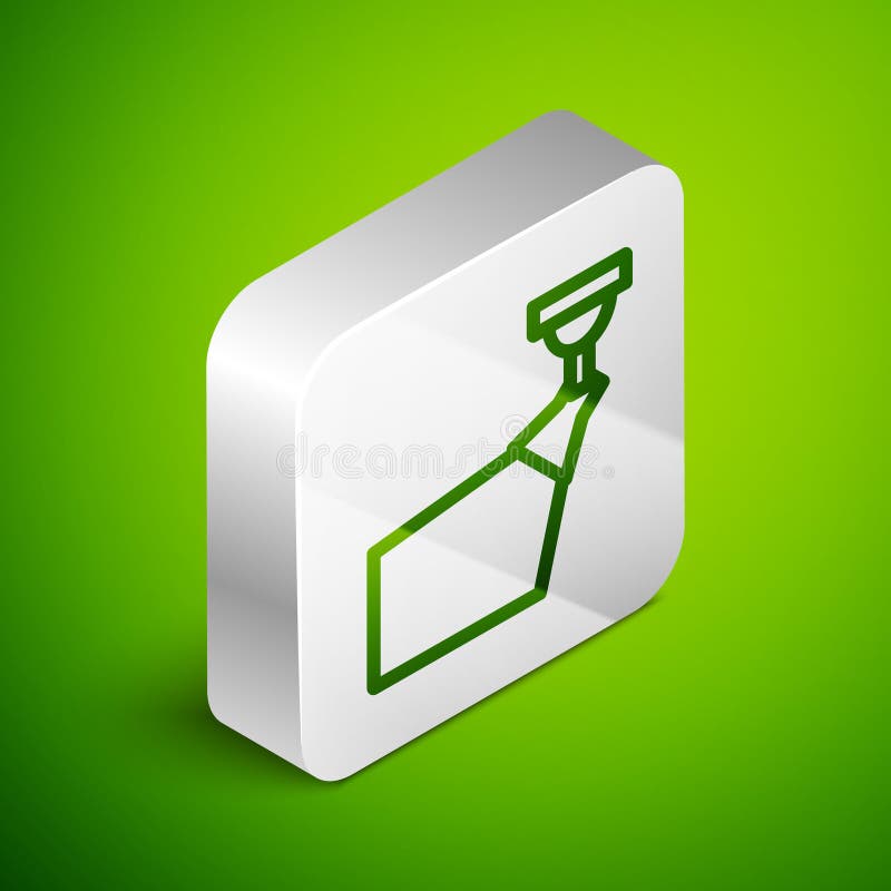 Isometric Line Movie Spotlight Icon Isolated on Green Background. Light ...