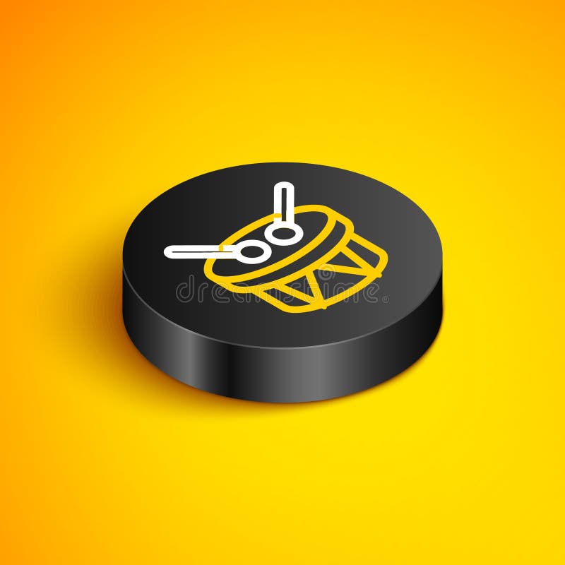 Isometric Line Musical Instrument Drum and Drum Sticks Icon Isolated on ...