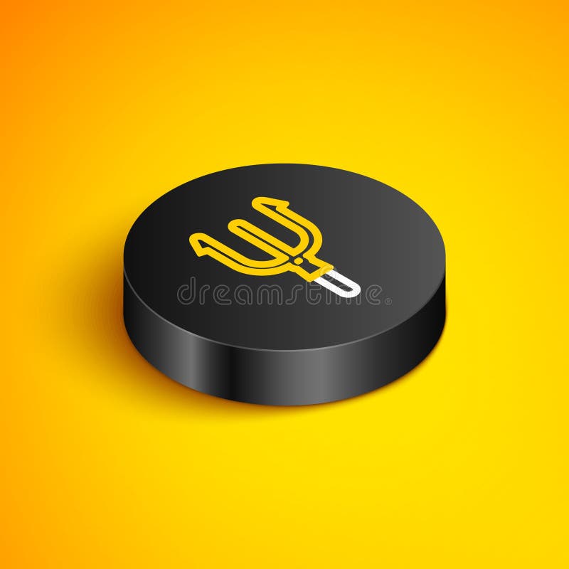 Isometric Line Neptune Trident Icon Isolated on Yellow Background ...