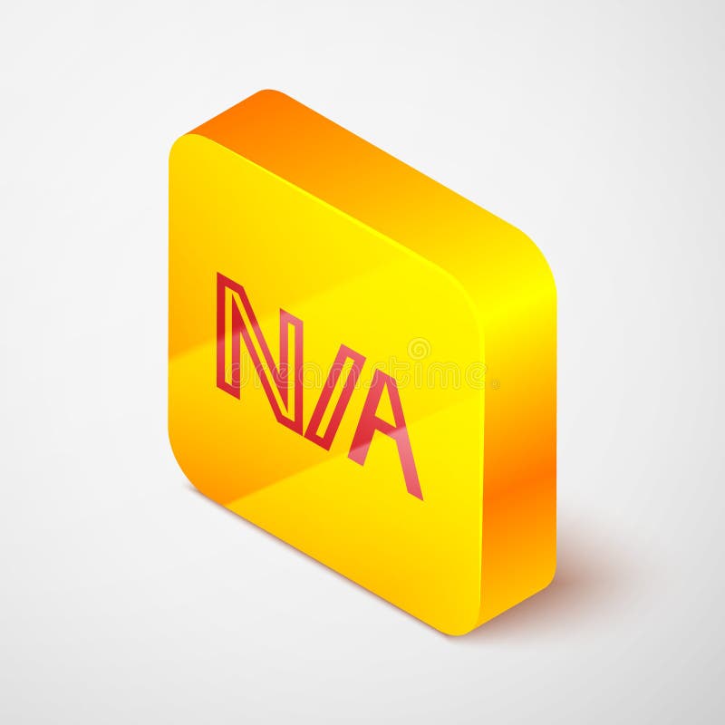 Isometric Line Not Applicable Icon Isolated on Grey Background. Yellow ...