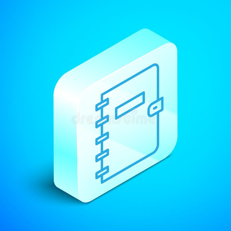Isometric Line Notebook Icon Isolated on Blue Background. Spiral ...