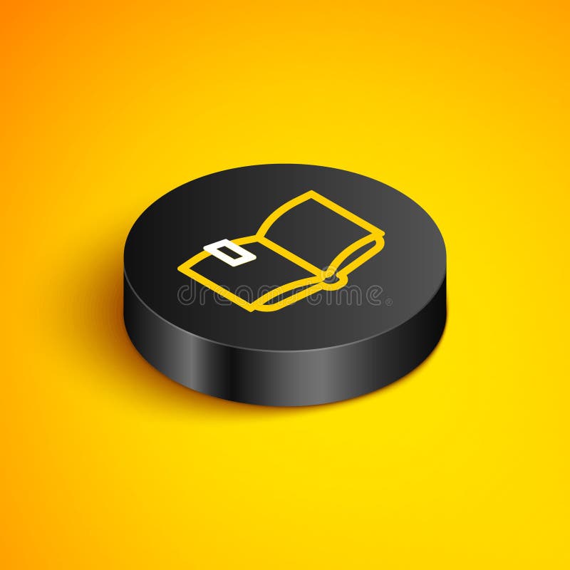 Isometric Line Open Book Icon Isolated on Yellow Background. Black ...
