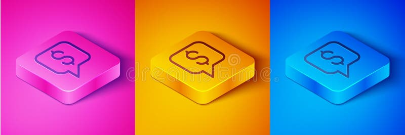Isometric Line Paid Support Icon Isolated on Pink and Orange, Blue ...