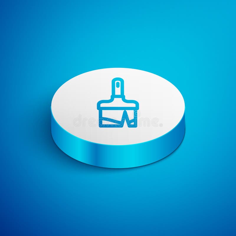 Isometric Line Paint Brush Icon Isolated on Blue Background. White ...