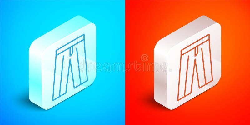 Isometric Line Pants Icon Isolated on Blue and Red Background. Trousers ...