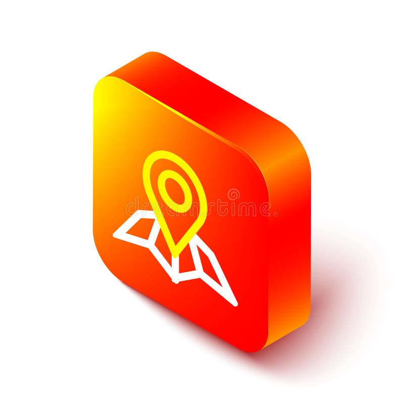 Isometric Line Placeholder on Map Paper in Perspective Icon Isolated on ...