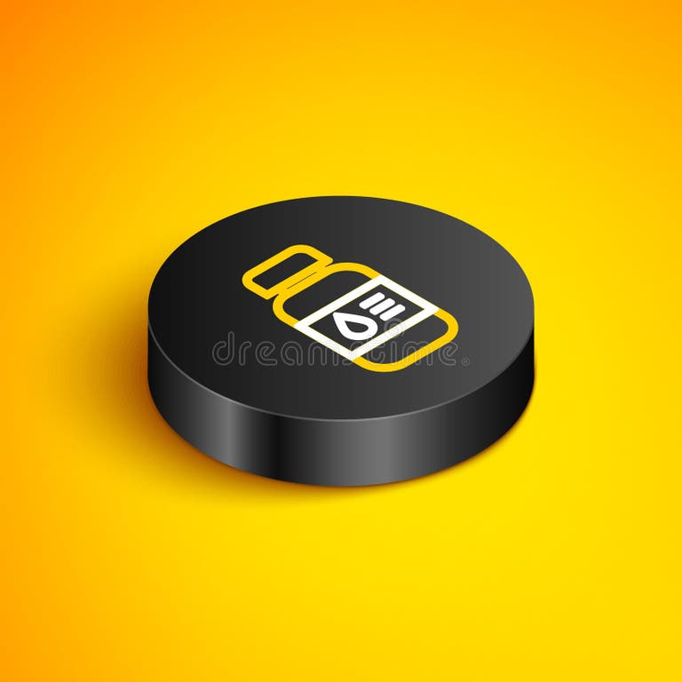Isometric Line Printer Ink Bottle Icon Isolated on Yellow Background ...