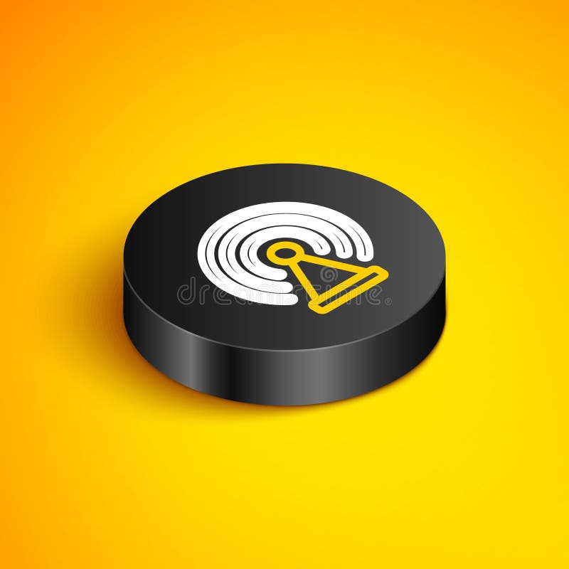 Isometric Line Radar Icon Isolated on Yellow Background. Search System ...
