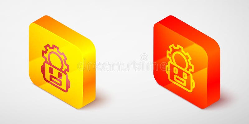 Isometric Line Robot Setting Icon Isolated on Grey Background ... Isometric Line Robot Setting Icon Isolated on Grey Background ...
