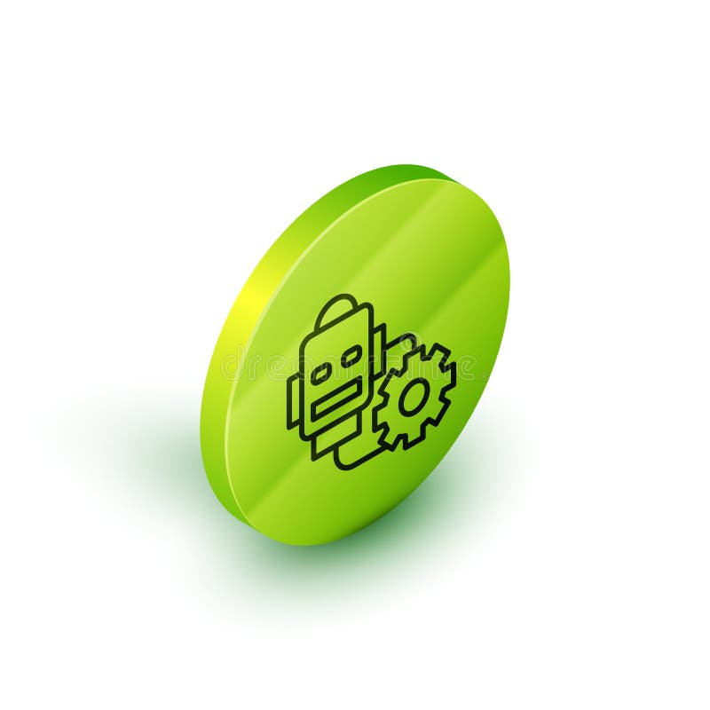 Isometric Line Robot Setting Icon Isolated on White Background ... Isometric Line Robot Setting Icon Isolated on White Background ...