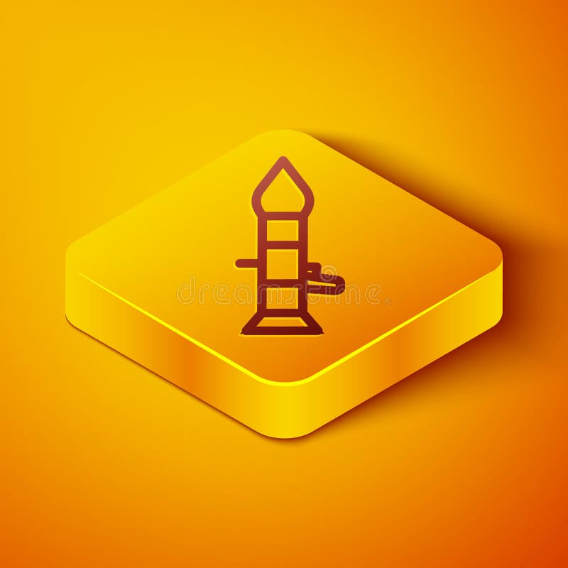 Isometric Line Rocket Launcher with Missile Icon Isolated on Orange ...