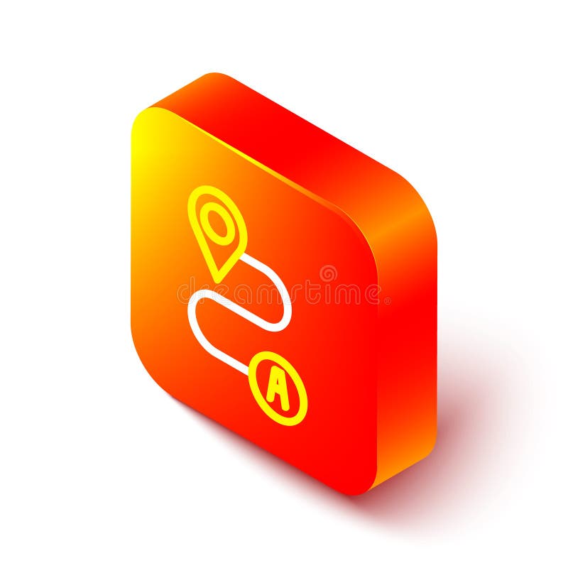Isometric Line Route Location Icon Isolated on White Background. Map ...