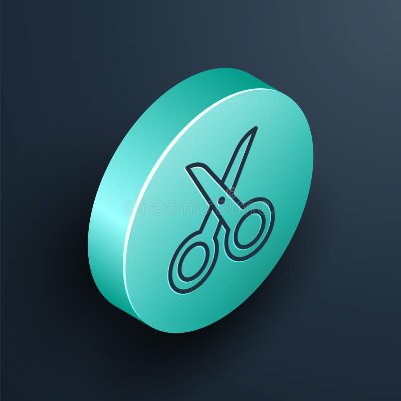 Isometric Line Scissors Icon Isolated on Black Background. Cutting Tool ...