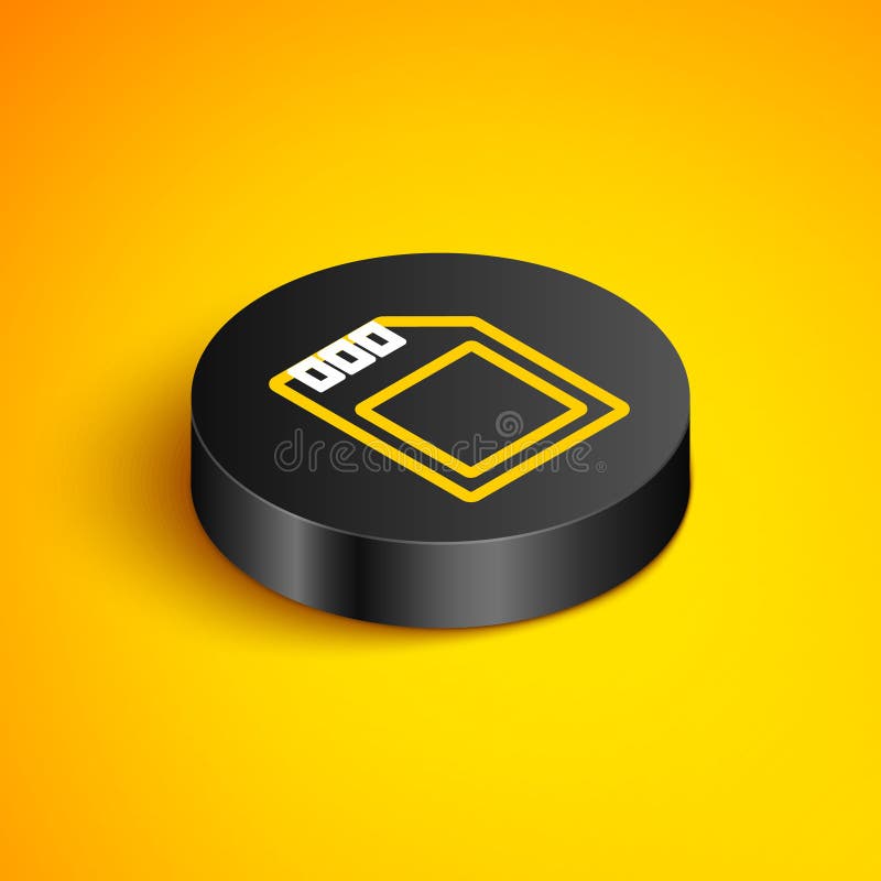 Isometric Line SD Card Icon Isolated on Yellow Background. Memory Card ...